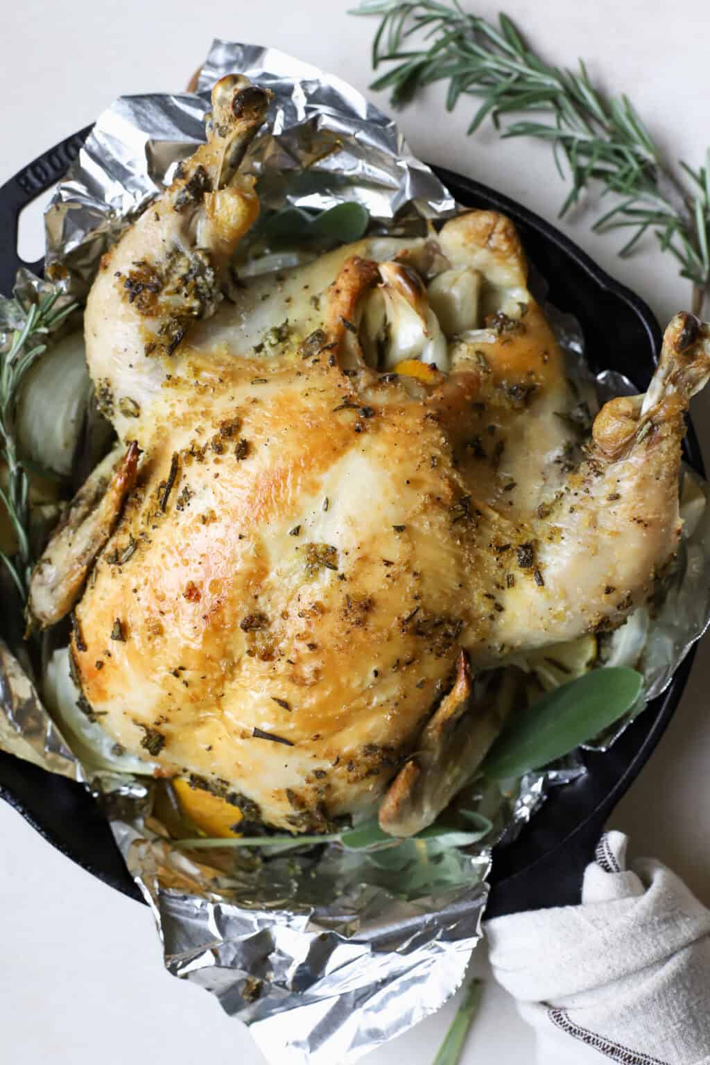 No Fuss Whole Roasted Chicken with Herbs – Roots and Radishes